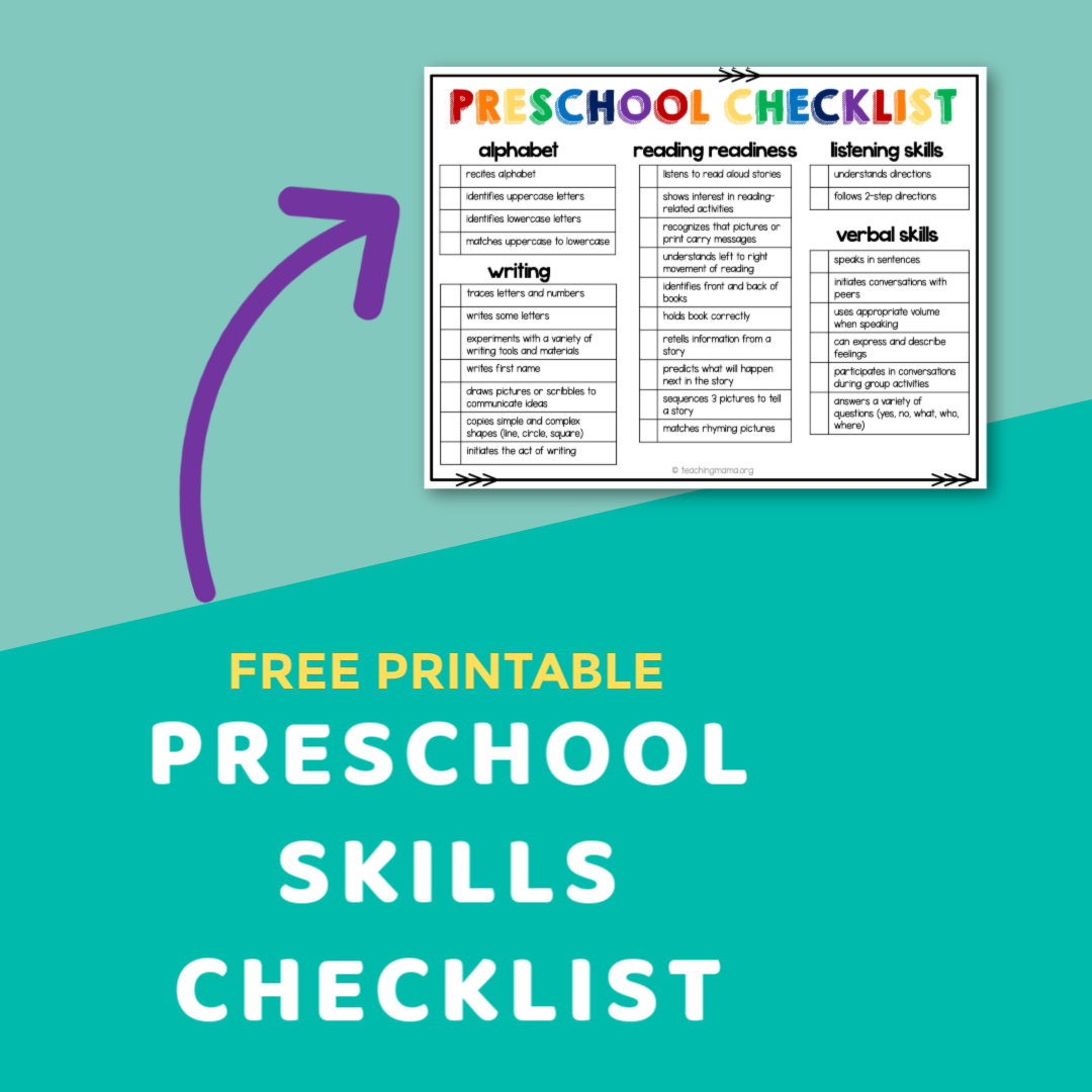 Kindergarten Readiness Checklist Teaching Mama