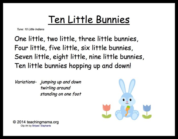 5 Bunny Chants for Preschoolers