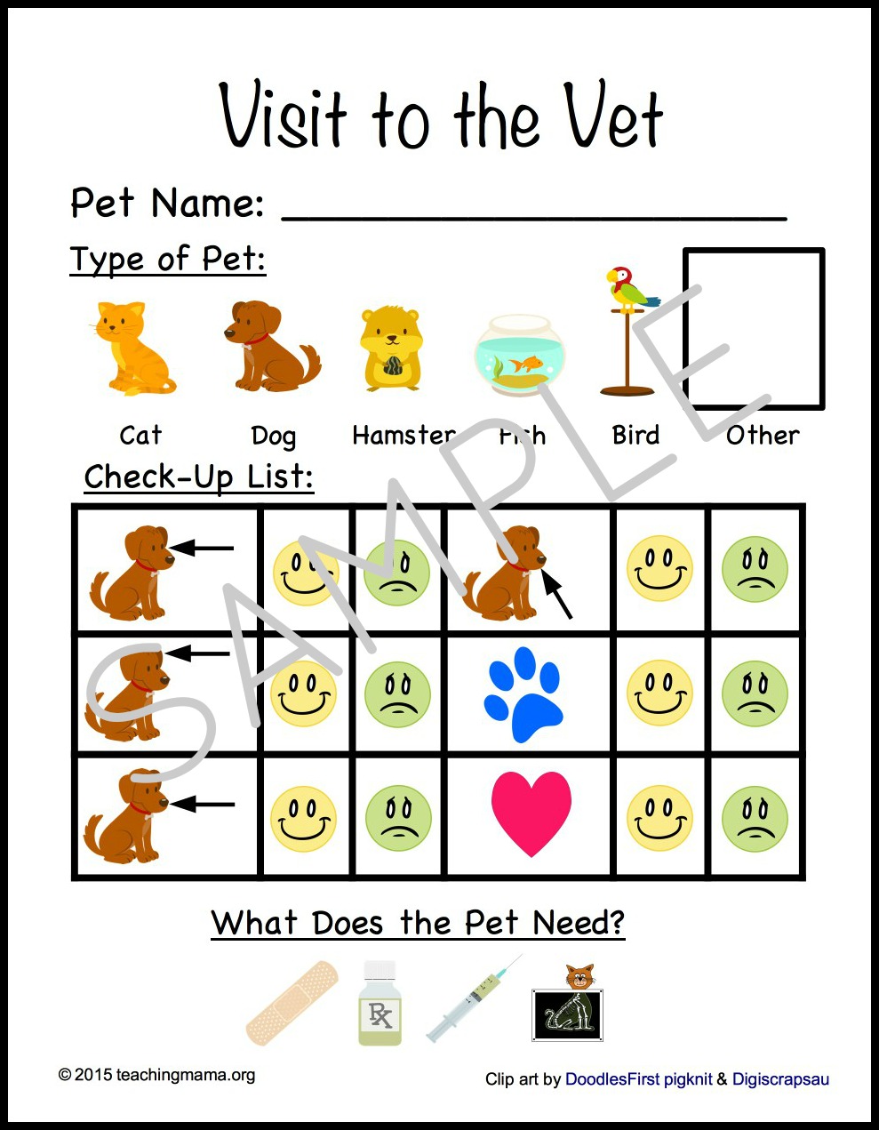 Vet Clinic Dramatic Play Activity