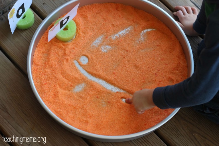 Sensory Writing Tray with Alphabet Cards - Teaching Mama