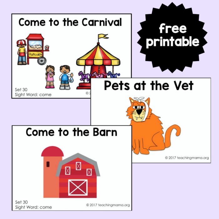 Sight Word Readers for the Word "Come" - Teaching Mama