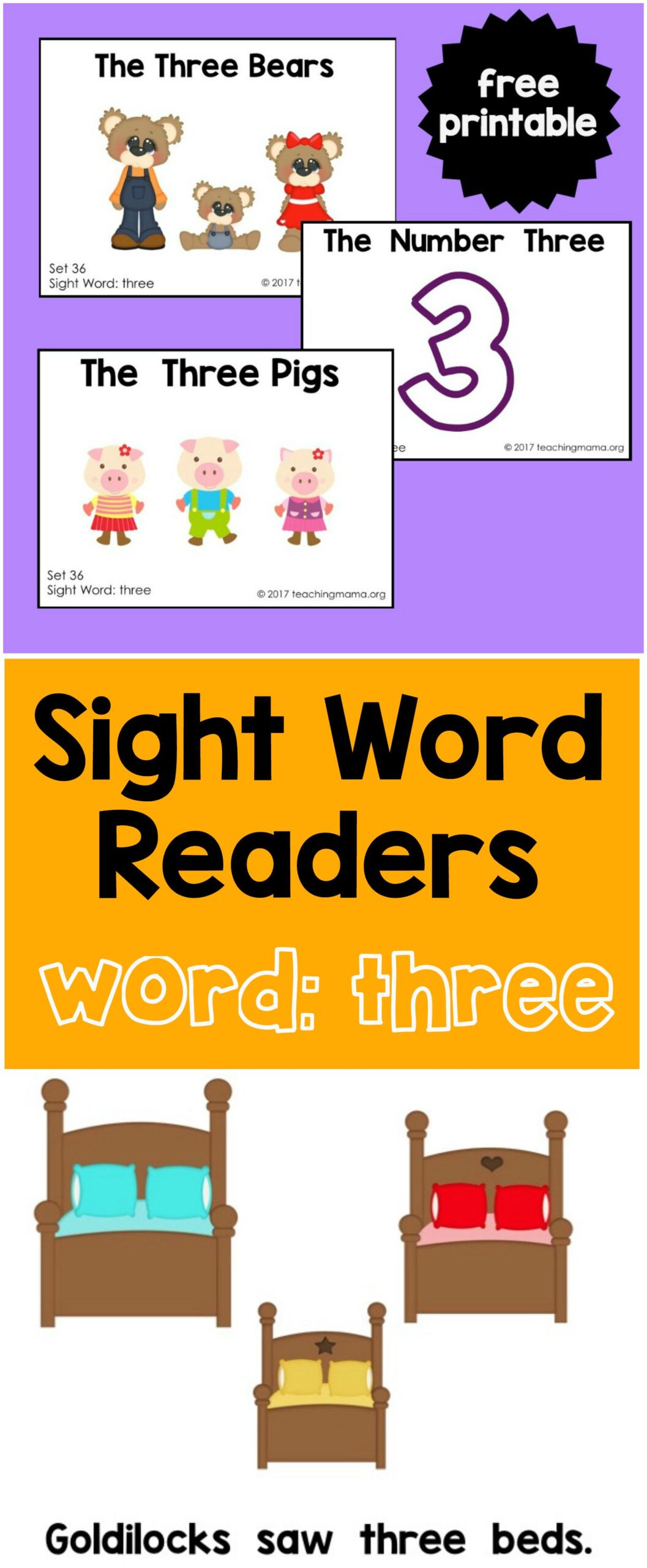 Sight Word Readers for the Word "Three" - Teaching Mama