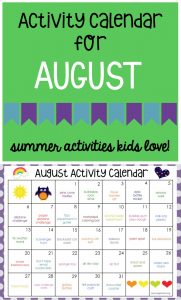 August Activity Calendar - Teaching Mama