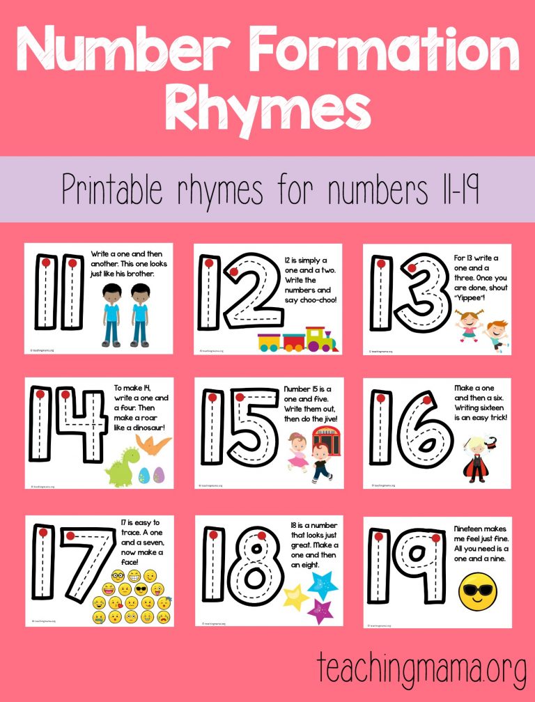 Number Formation Rhymes - Teaching Mama