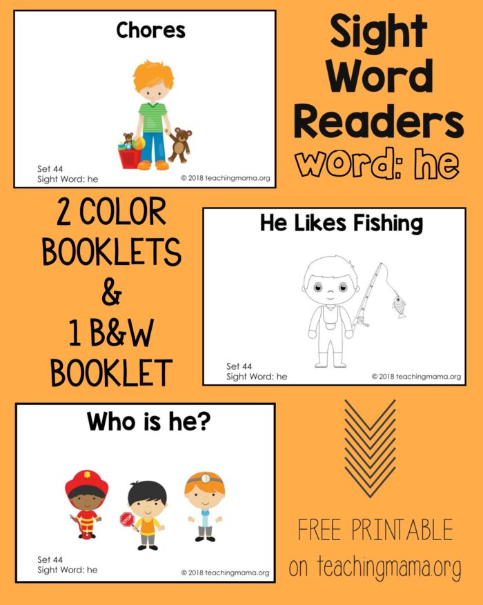 Sight Word Readers for the Word "He" - Teaching Mama