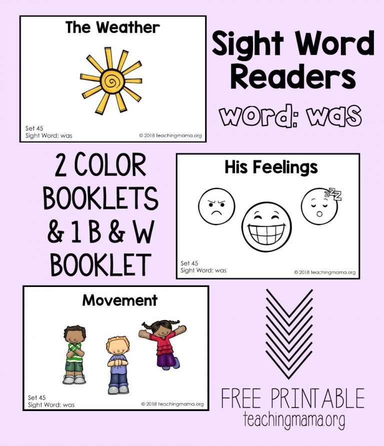 Sight Word Reader for the Word "Was" - Teaching Mama