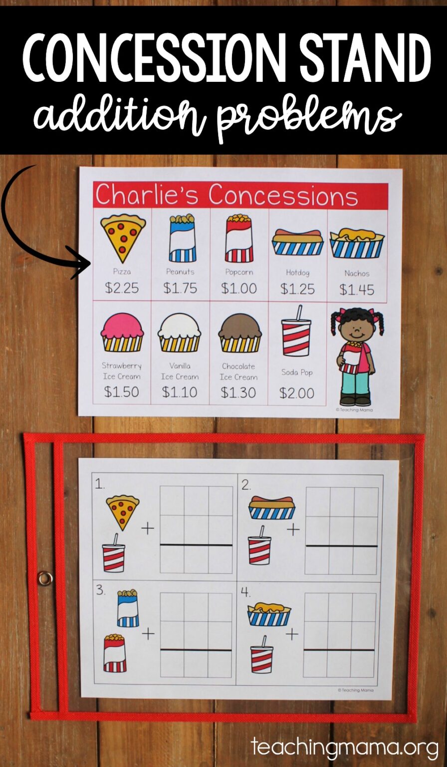 Concession Stand Addition Problems - Teaching Mama