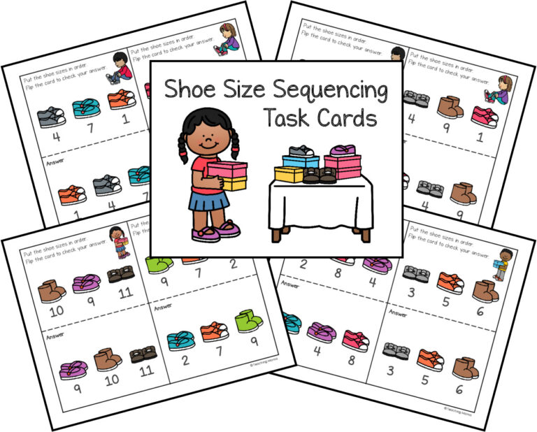 Shoe Size Sequencing Task Cards - Teaching Mama