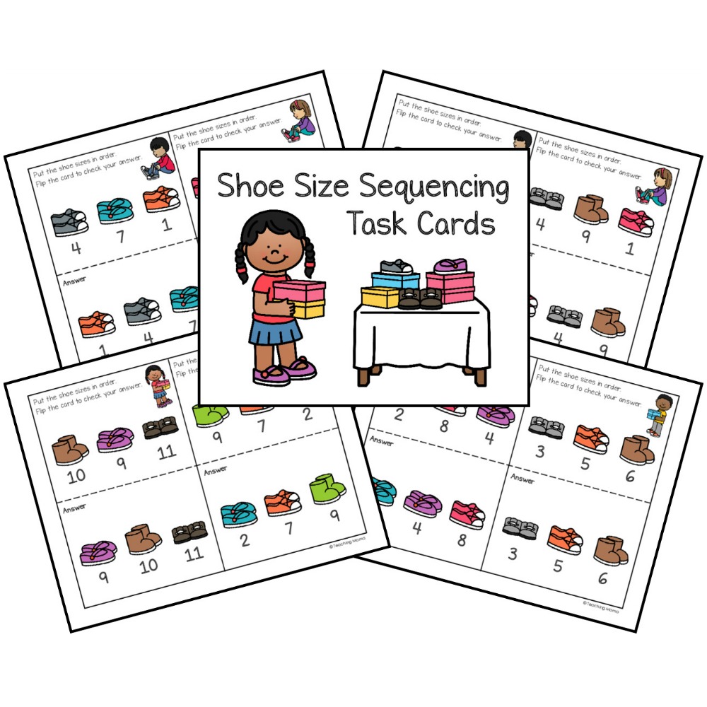 Shoe Size Sequencing Task Cards - Teaching Mama