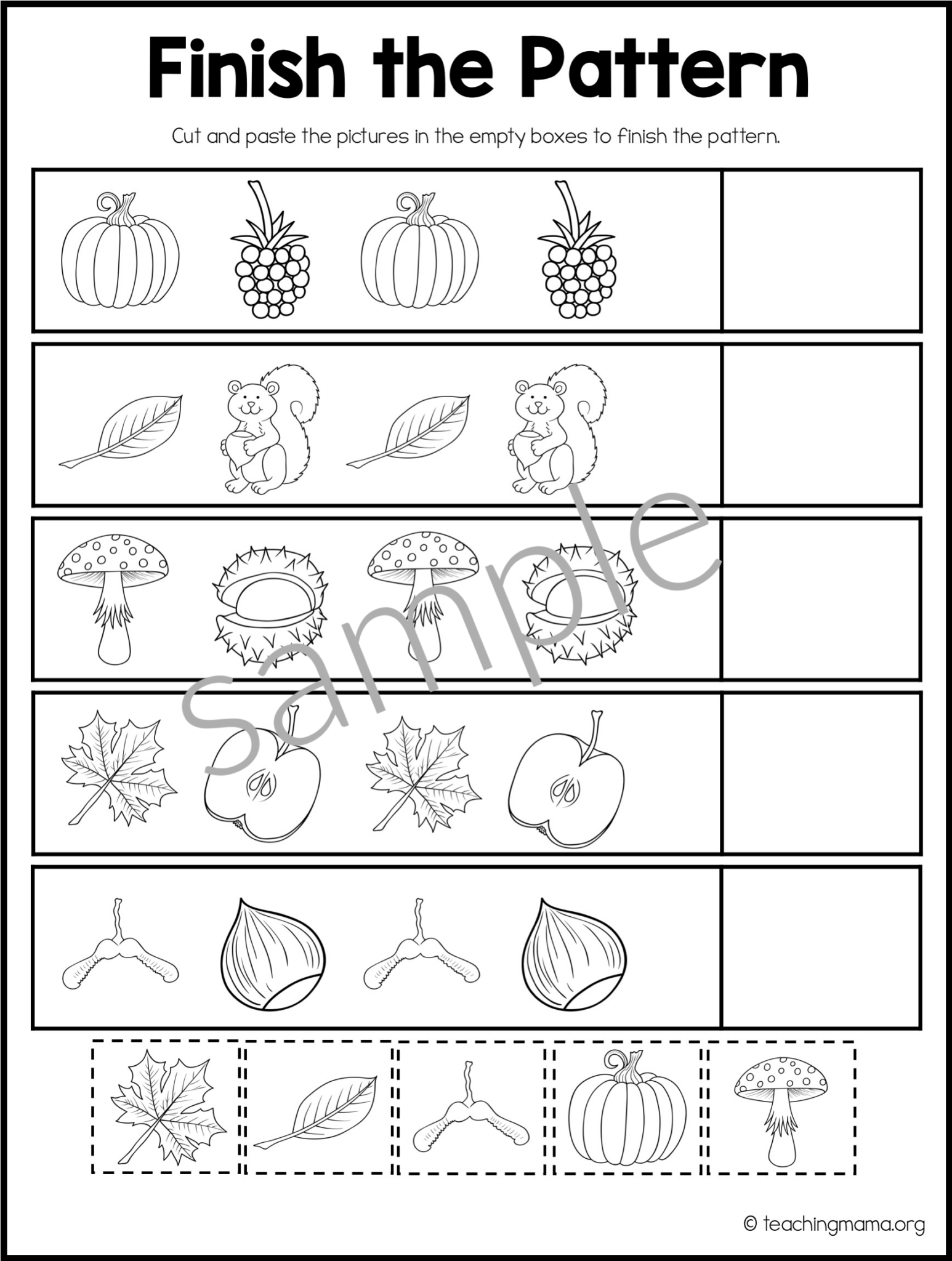 Kindergarten Fall Math Packet - Teaching Mama