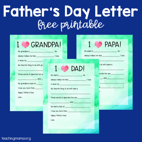 Father's Day Letter - Free Printable - Teaching Mama