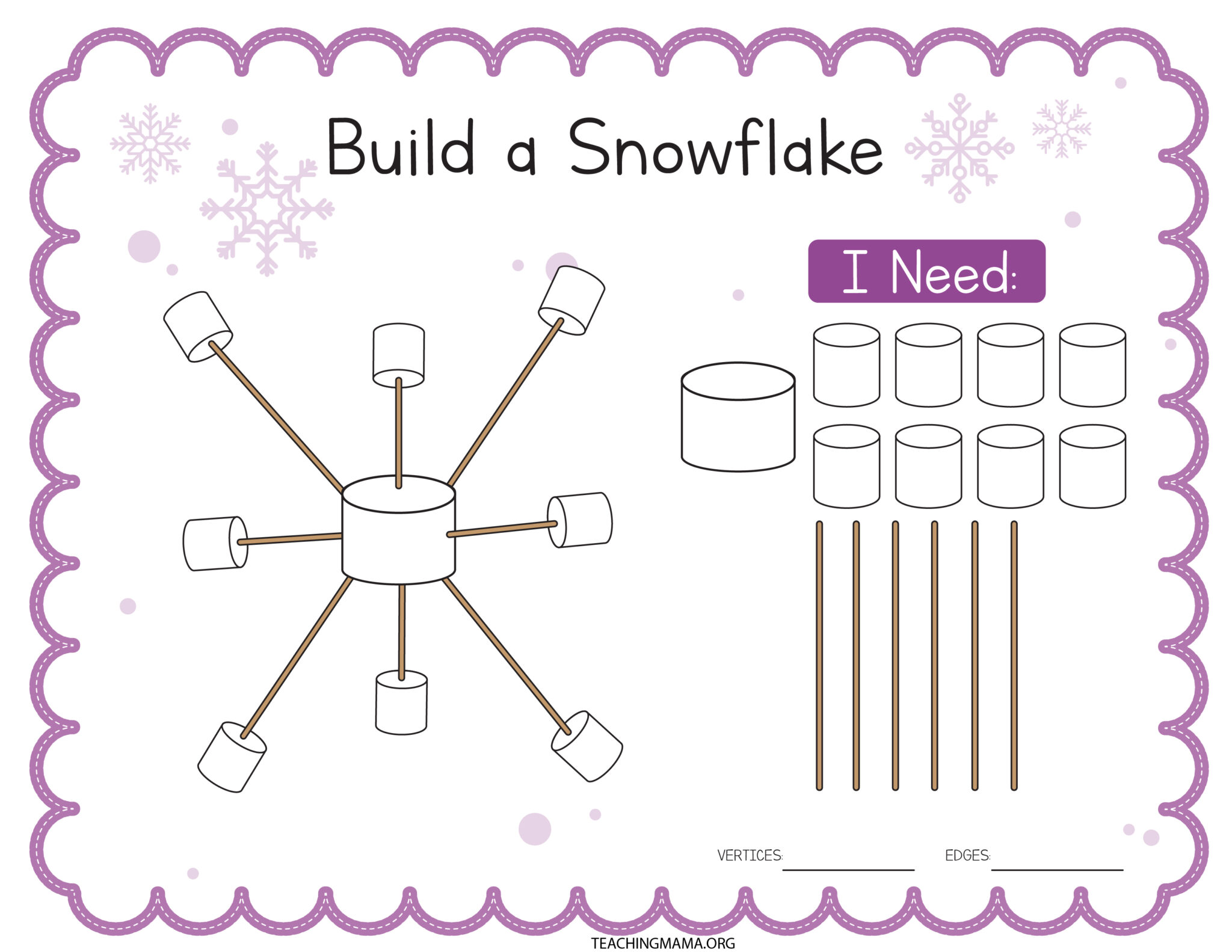 Snowflakes with Toothpicks and Marshmallows - Teaching Mama