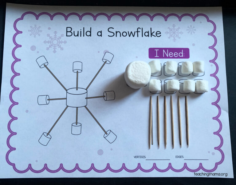 Snowflakes with Toothpicks and Marshmallows - Teaching Mama