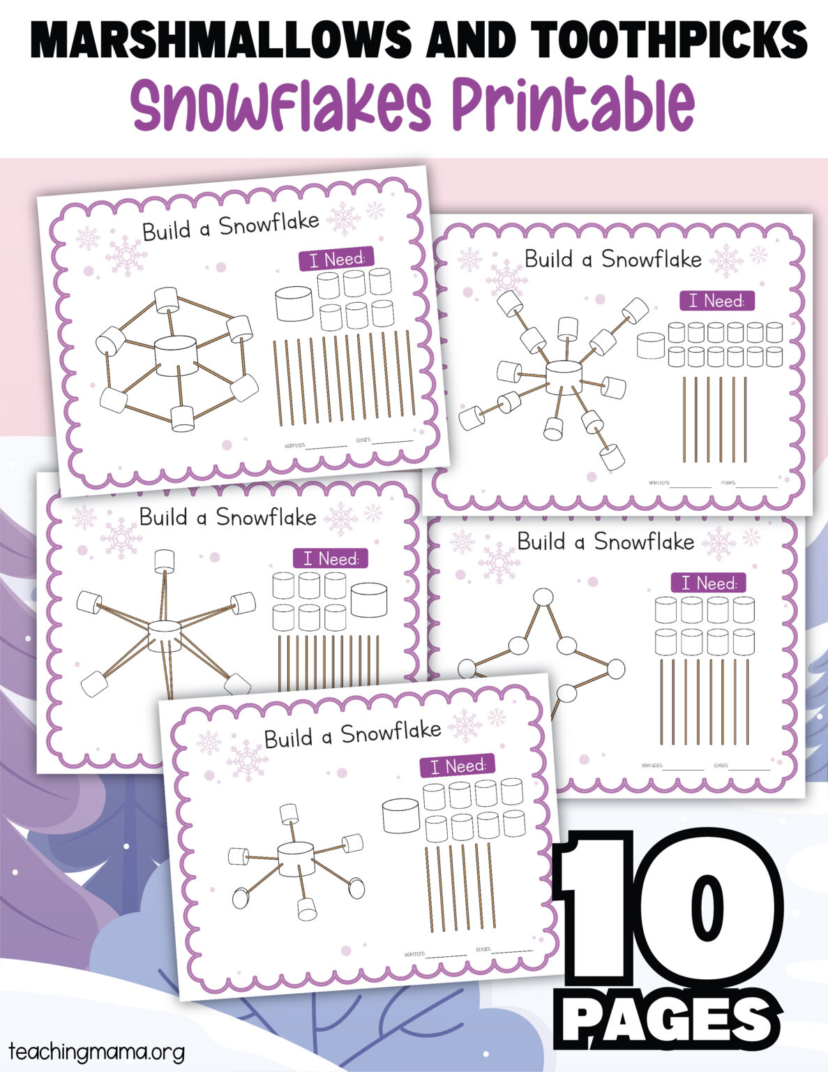 Snowflakes with Toothpicks and Marshmallows - Teaching Mama