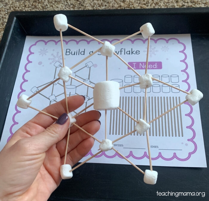 Snowflakes with Toothpicks and Marshmallows - Teaching Mama