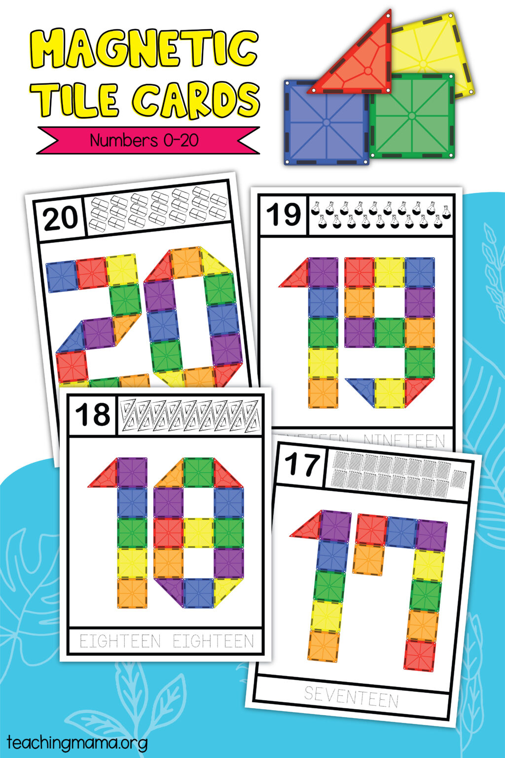 Magna Tile Number Cards - Teaching Mama