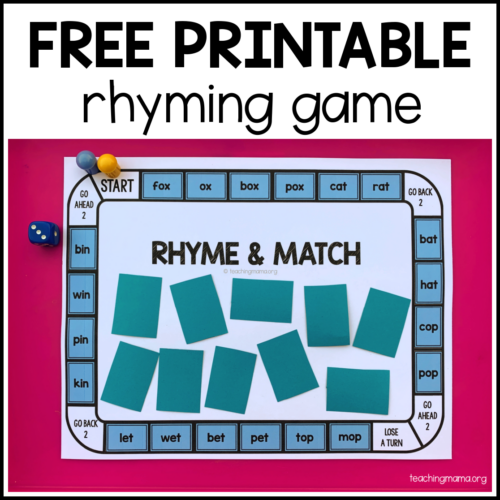 Rhyme & Match Printable Game - Teaching Mama