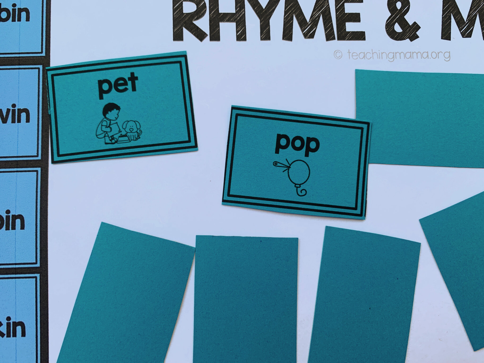 Rhyme & Match Printable Game - Teaching Mama