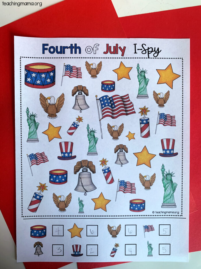4th of July I-Spy Printable - Teaching Mama