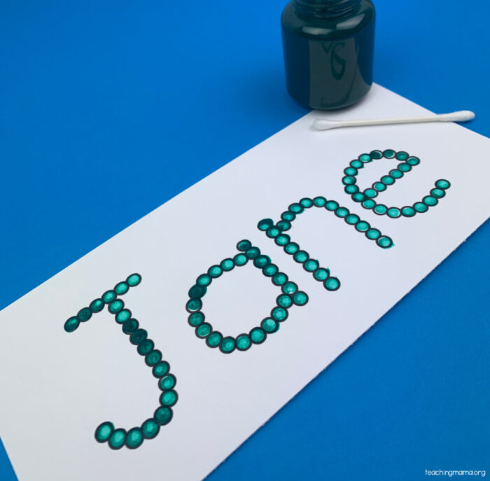 Name Practice Q-tip Painting - Teaching Mama