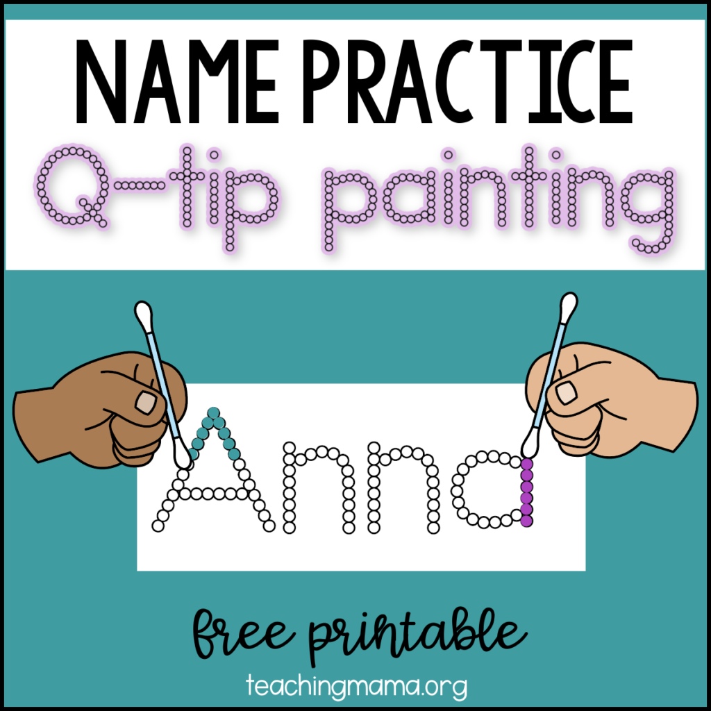Name Practice Q-tip Painting - Teaching Mama
