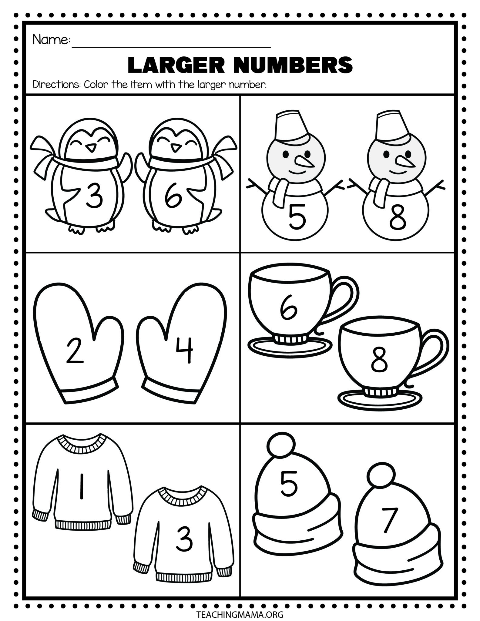 Winter Break Math Packet for Kindergarteners - Teaching Mama