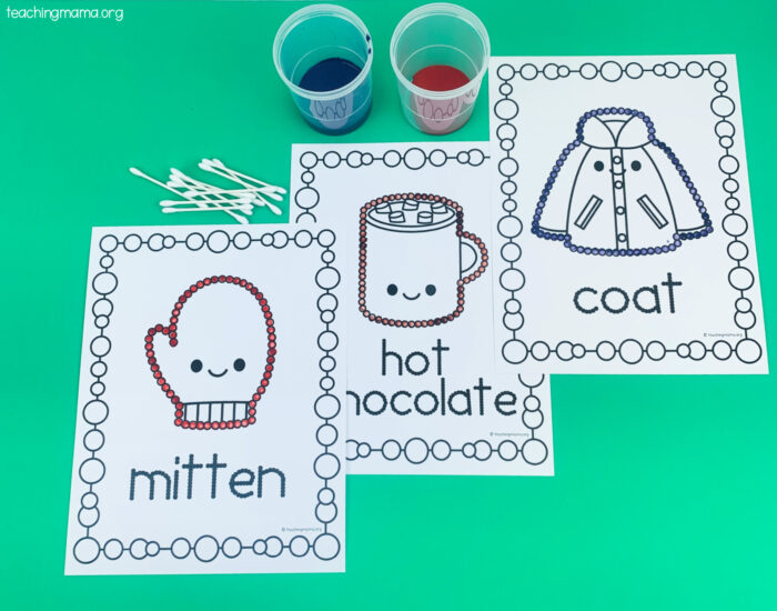 Winter Q-Tip Painting Printables - Teaching Mama