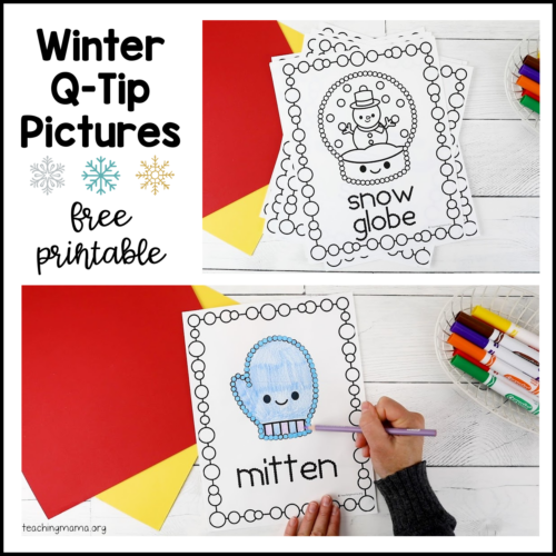 Winter Q-Tip Painting Printables - Teaching Mama