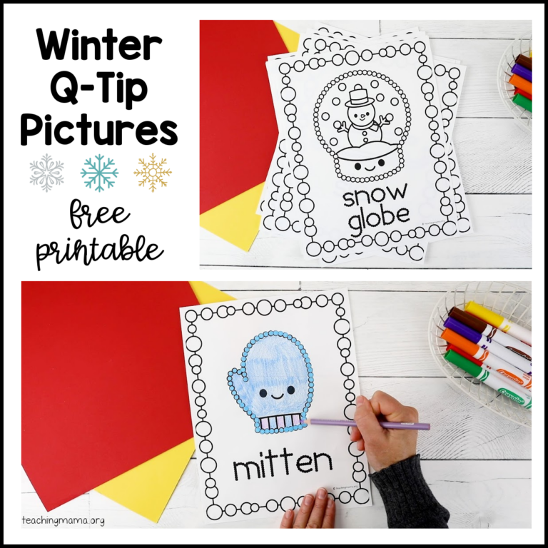 Winter Q-Tip Painting Printables - Teaching Mama