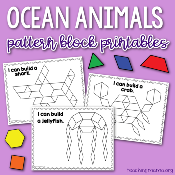 Pattern Block Printables for Ocean Animals – All American Holiday