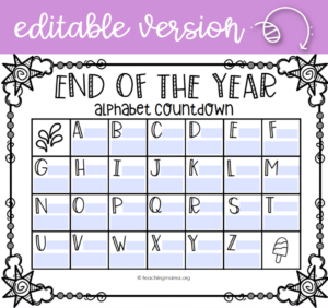 End of the Year Alphabet Countdown Calendar - Teaching Mama