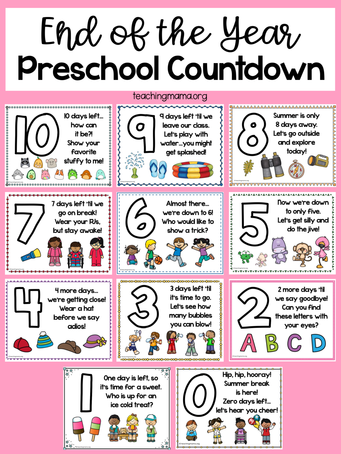 End of the Year Countdown for Preschool - Teaching Mama