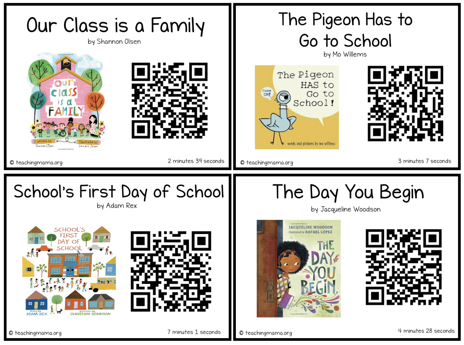Beginning of the Year Picture Books with QR Codes - Teaching Mama
