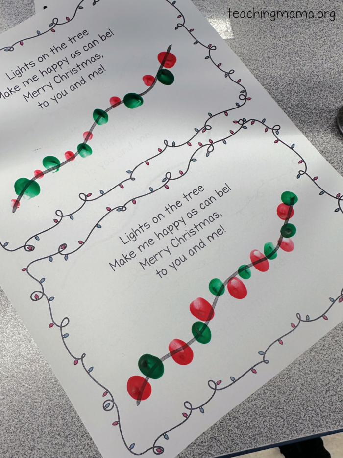 Christmas Lights Fingerprint Printable - Teaching Mama