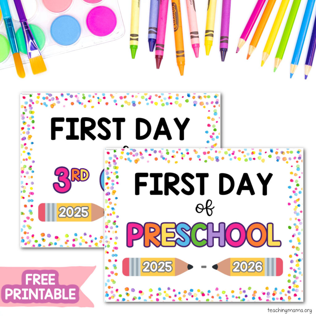 First Day of School Signs Free Printable - Teaching Mama