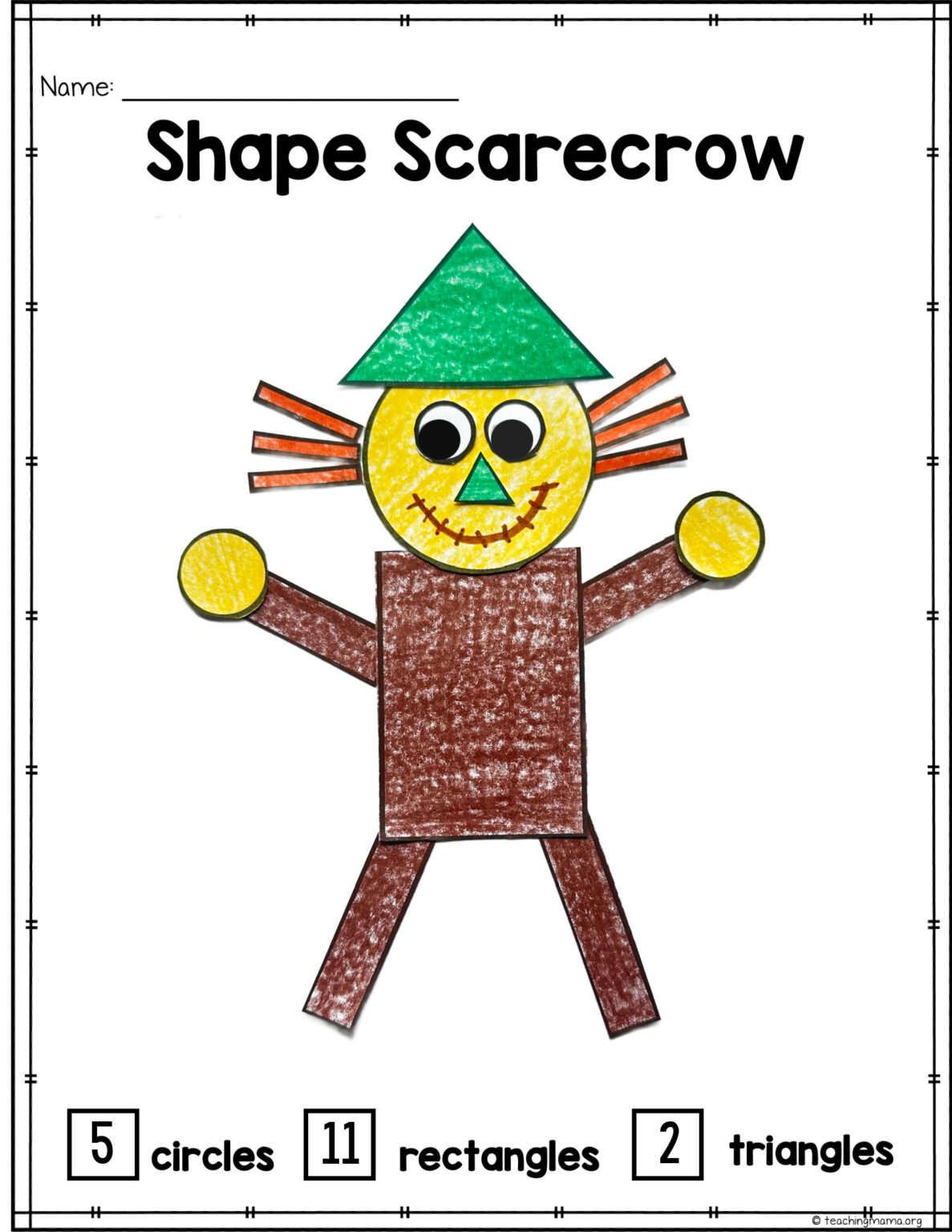 Shape Scarecrow Craftivity - Teaching Mama