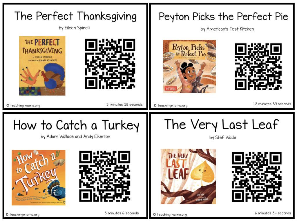 November Listening Centers with QR Codes - Teaching Mama