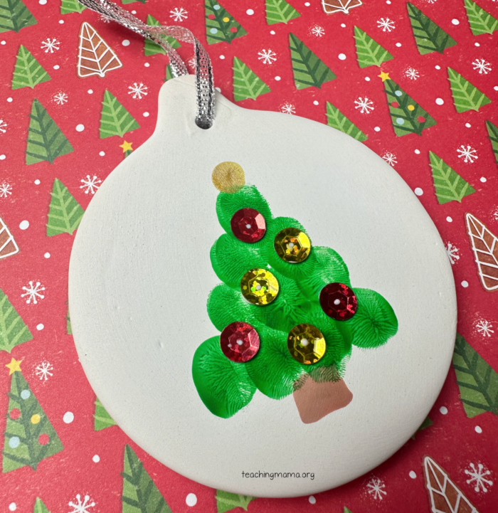 Fingerprint Christmas Tree Ornament - Teaching Mama