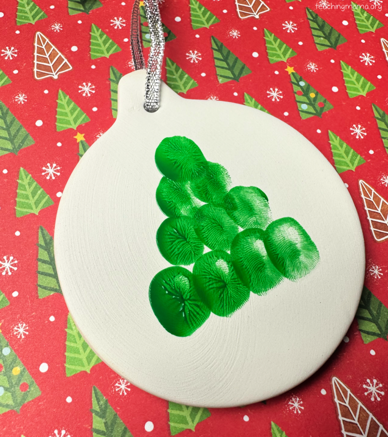 Fingerprint Christmas Tree Ornament - Teaching Mama