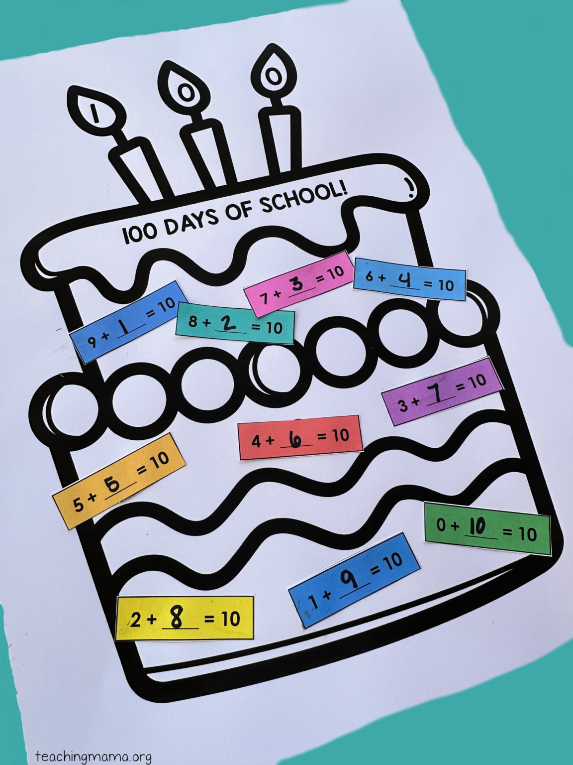 100th Day of School Math Craftivity - Teaching Mama