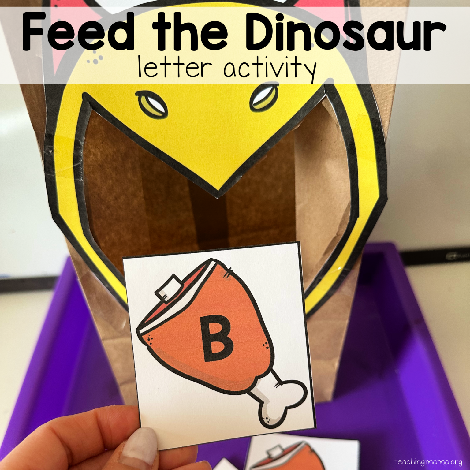 Feed the Dinosaur Alphabet Letters - Teaching Mama