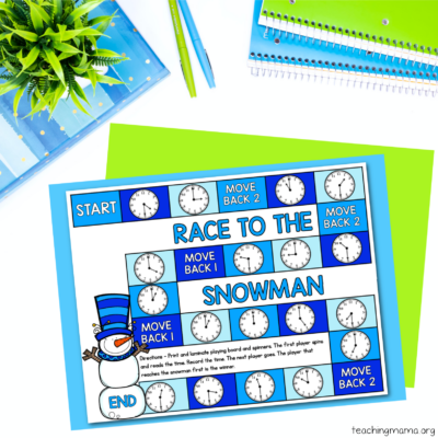 Snowman Telling Time Game - Teaching Mama