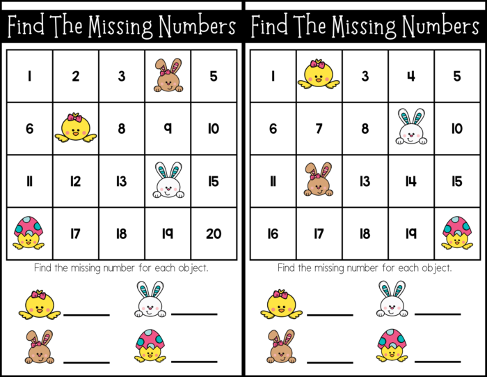 Find the Missing Number - Easter Theme - Teaching Mama