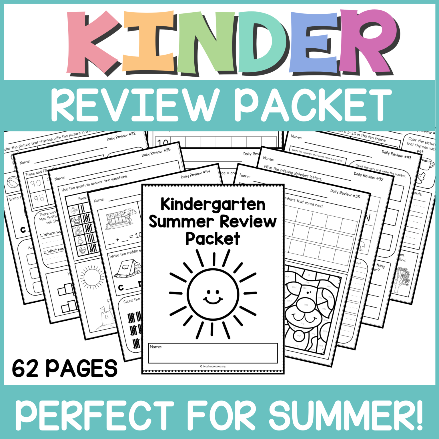 Kindergarten Summer Review Packet - Teaching Mama