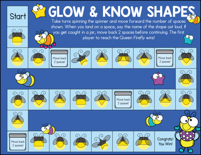 Firefly Shapes Game - Free Printable - Teaching Mama