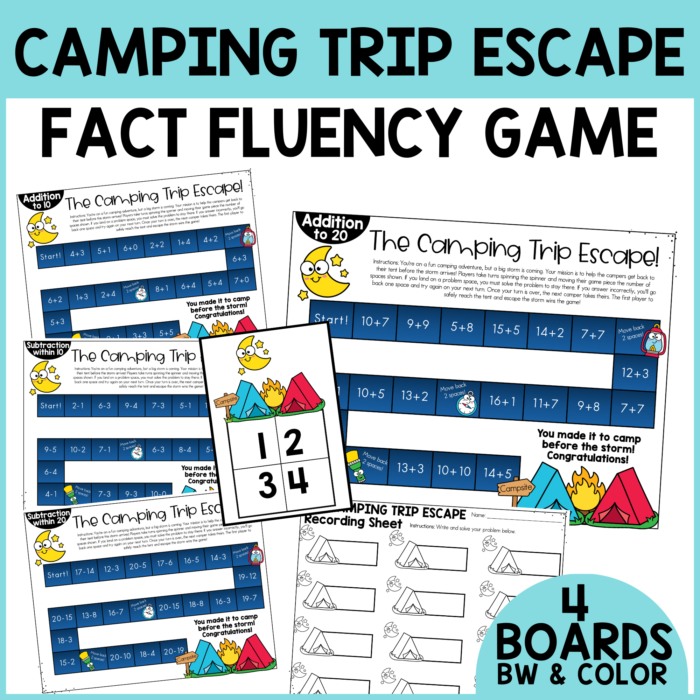 Camping Trip Math Fact Fluency Game - Teaching Mama